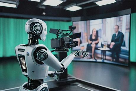 Robot producing content (AI generated)